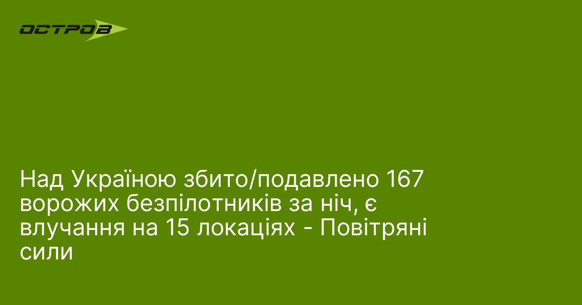 Над Україною збито/подавлено 167 ворожих безпілотників за ніч, є ...